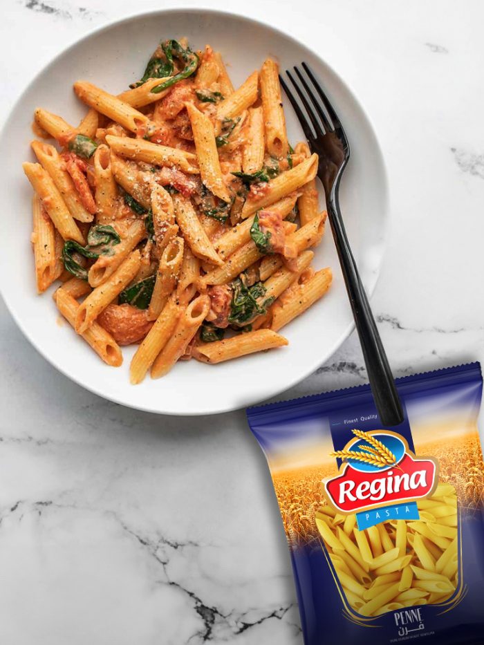 Creamy tomato and spinach pasta – Pasta Regina